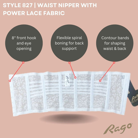 Rago Style 827 Waist Shaper For Women | Lace Waist Trainer