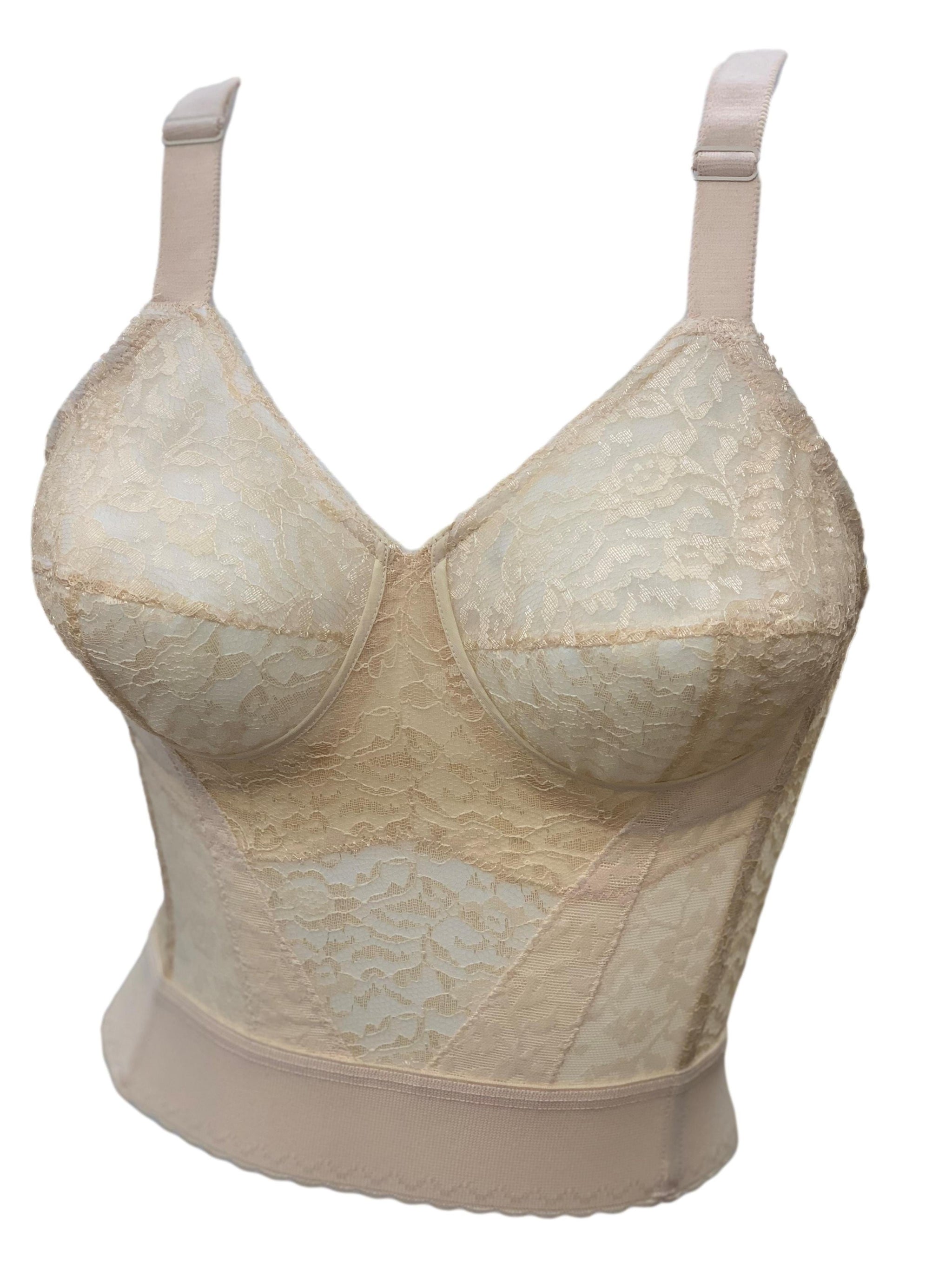 Rago 42202 Long Line Bra - Black and Beige | Long Waisted Bra