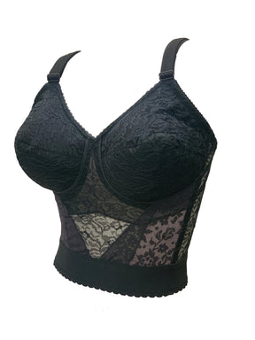 Rago 42202 Long Line Bra - Black and Beige | Long Waisted Bra – Rago ...