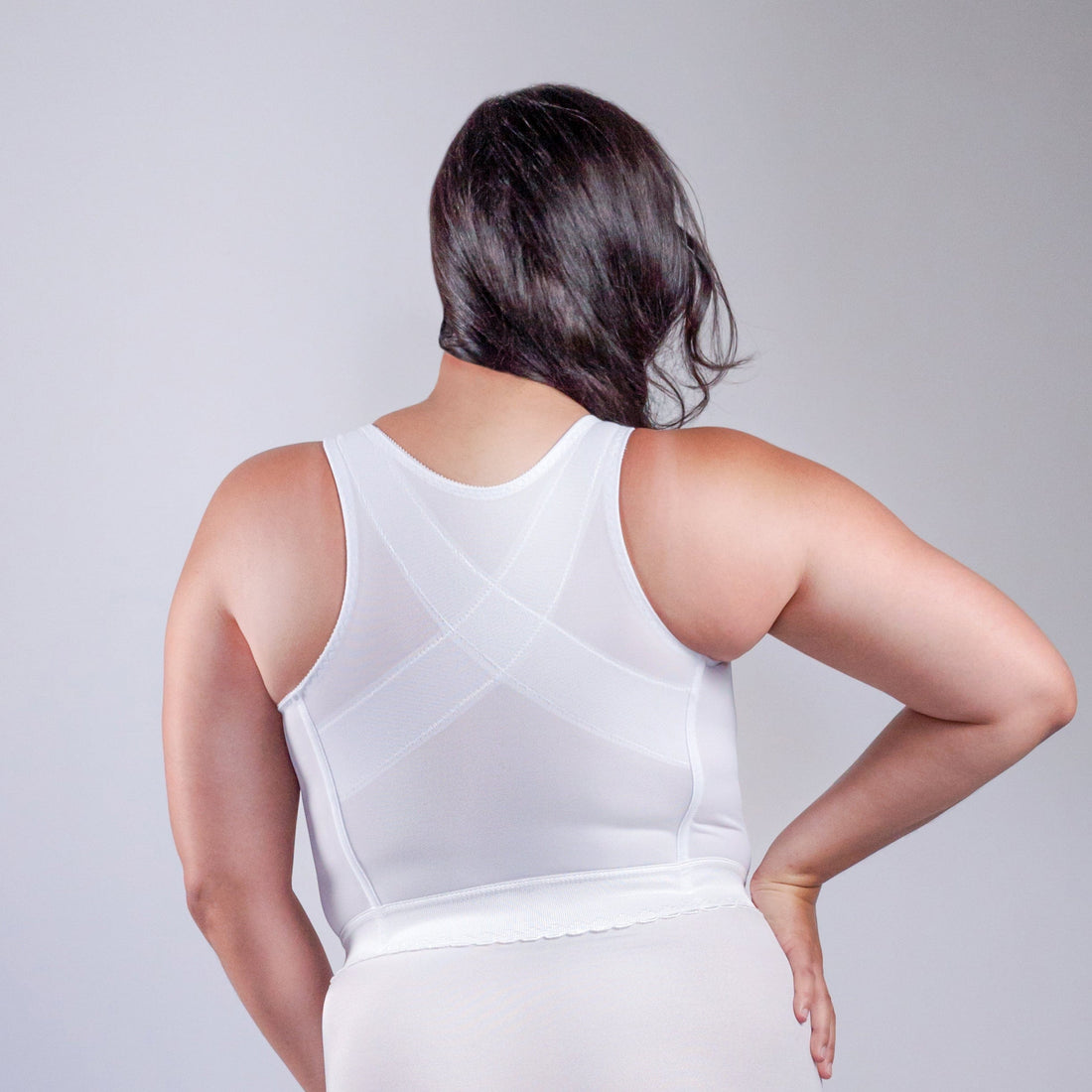 White Front Closure Long Line Bra with Back Support – Rago Shapewear